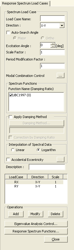 Response Spectrum Load Cases