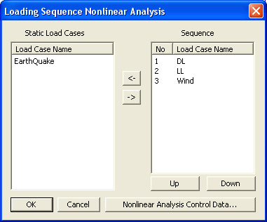 Loading Sequence for Nonlinear Analysis