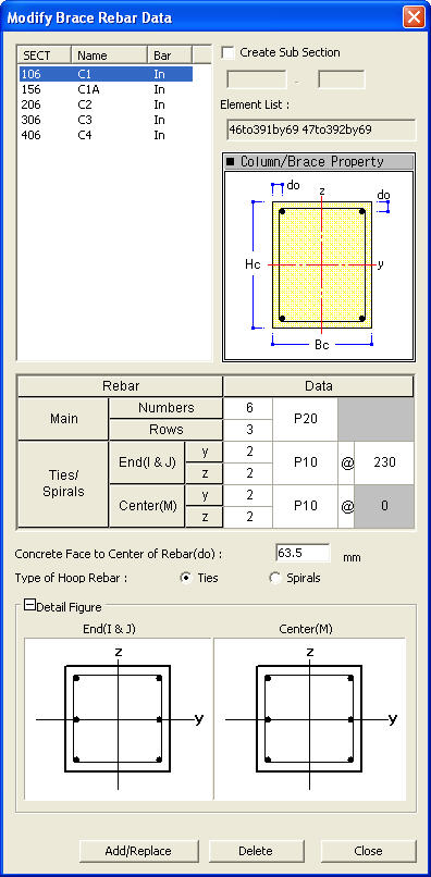 Modify Brace Section Data
