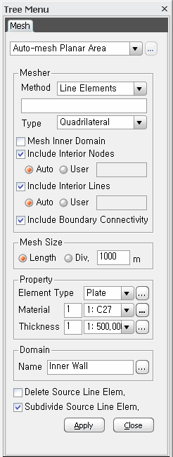 Auto-mesh Planar Area