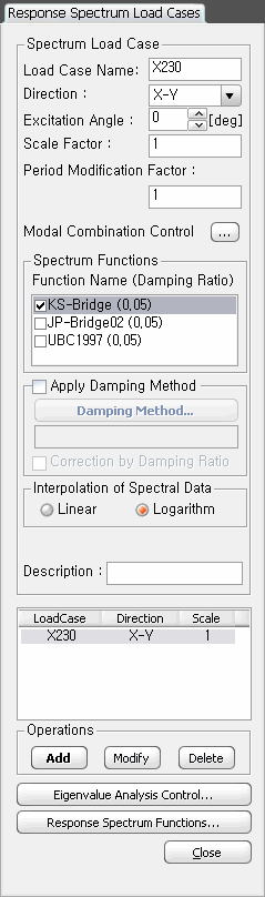 Response Spectrum Load Cases