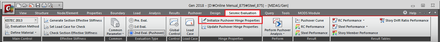 Initialize Pushover Hinge Properties