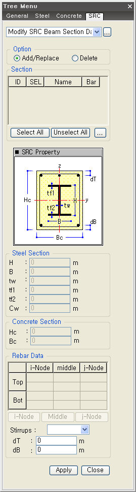 Modify SRC Beam Section Data