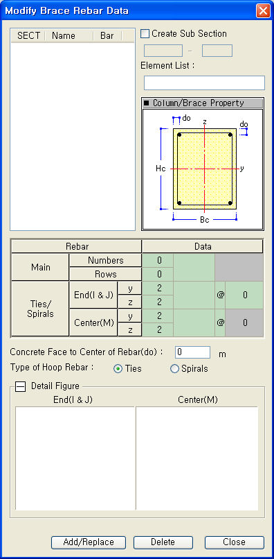 Modify Brace Rebar Data