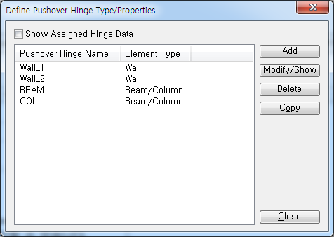 Define Pushover Hinge Properties