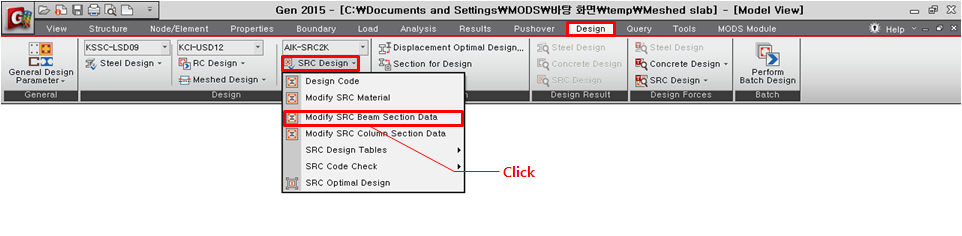 Modify SRC Beam Section Data