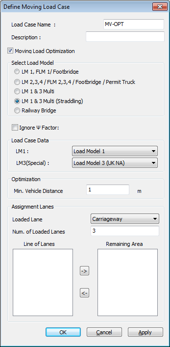 Moving Load Cases