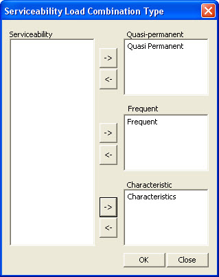 Serviceability Load Combination Type