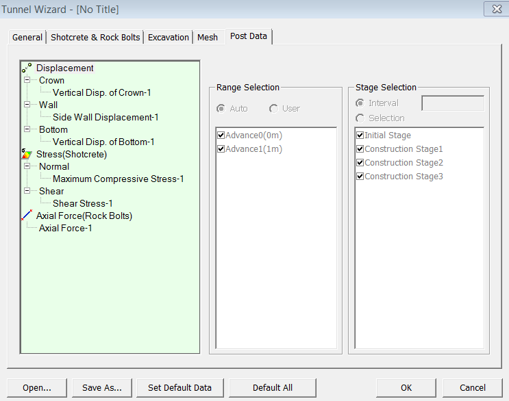 Tunnel Modeling Wizard-Post Data