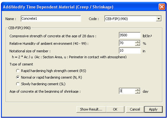 Time Dependent Material (Creep/Shrinkage)