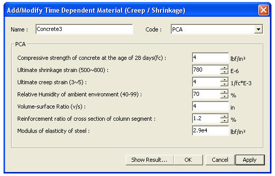 Time Dependent Material (Creep/Shrinkage)