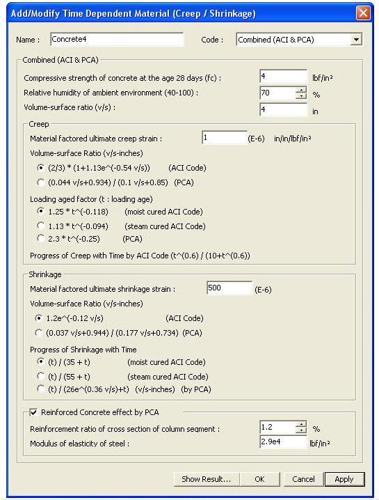 Time Dependent Material (Creep/Shrinkage)