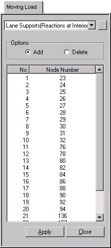 Lane Supports-Reactions at Interior Piers