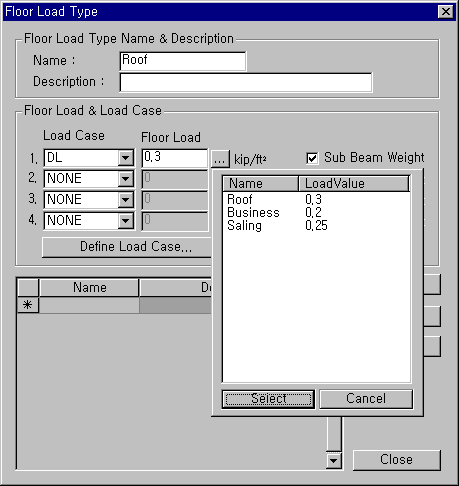 Define Floor Load Type