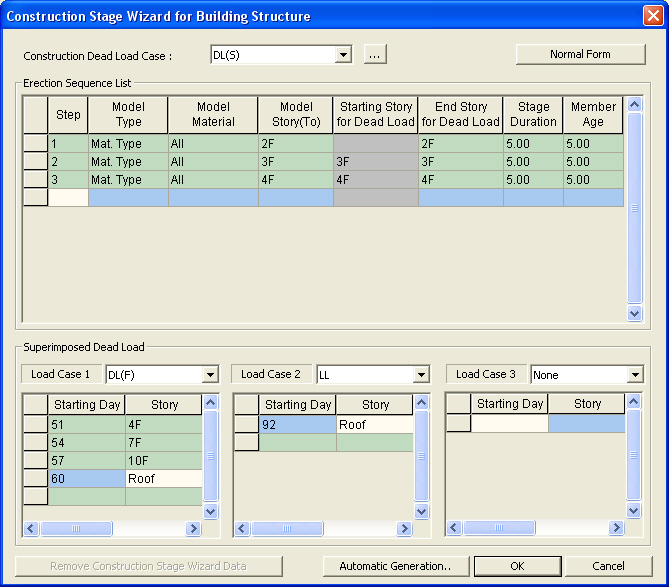 Construction Stage Wizard for Building Structure