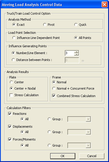 Moving Load Analysis Control