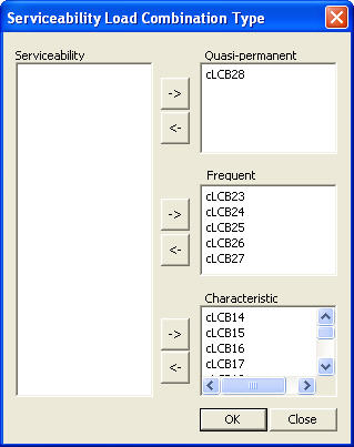 Serviceability Load Combination Type