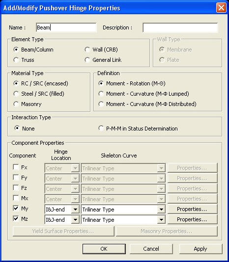 03 Define Pushover Hinge Properties