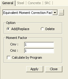 Equivalent Moment correction Factor (Cm)