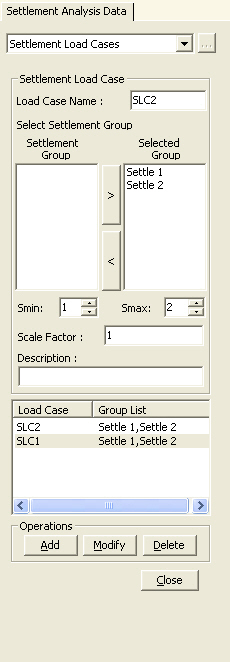 Settlement Load Cases