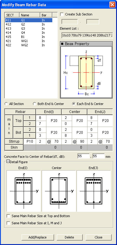 Modify Beam Section Data