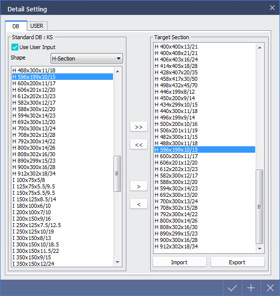 Design Settings for Steel Section