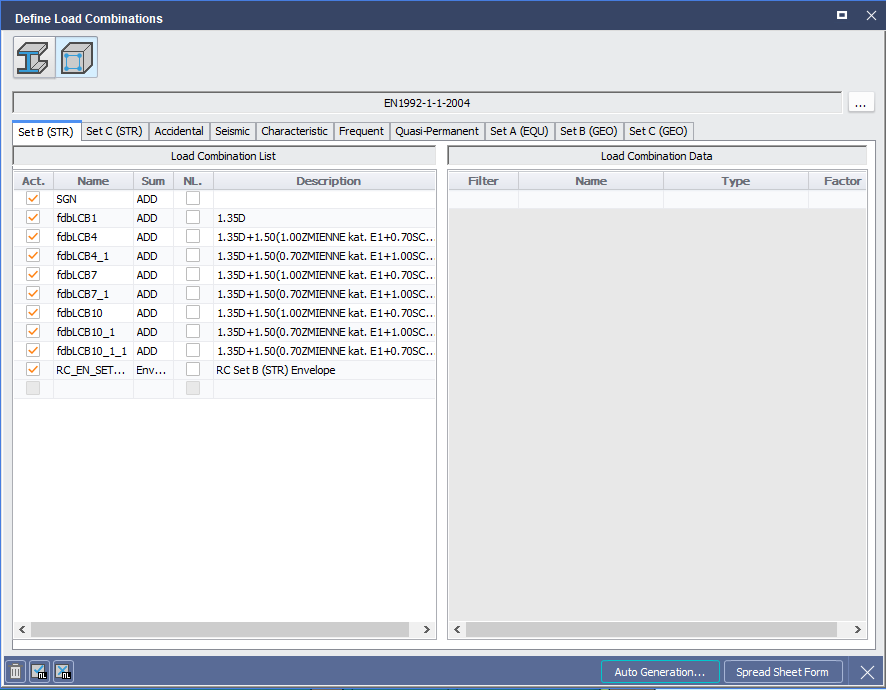 Generate Load Combinations by Template
