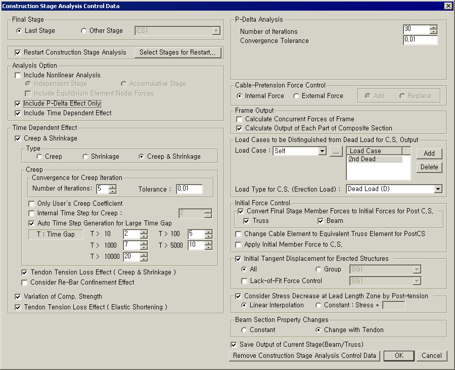 Construction Stage Analysis Control