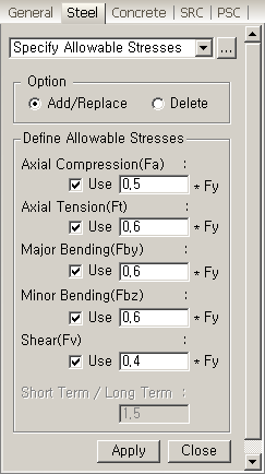 Specify Allowable Stress