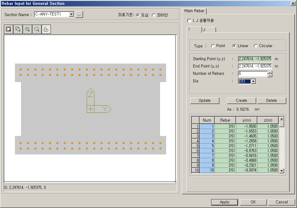 Rebar Input for General Section