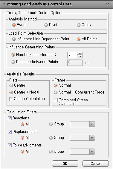 Moving Load Analysis Control