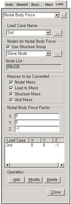 Nodal Body Force(jp)