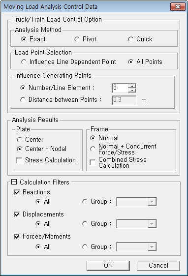 Moving Load Analysis Control