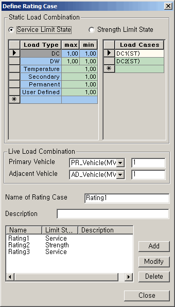 Bridge Load Rating Setting
