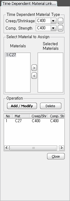 Time Dependent Material Link
