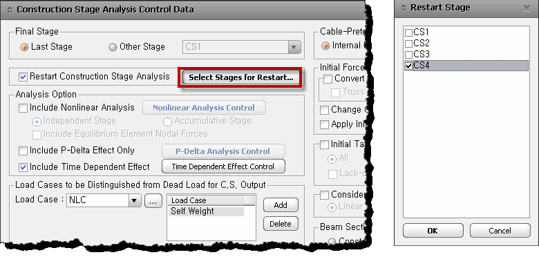 Restart Construction Stage Analysis