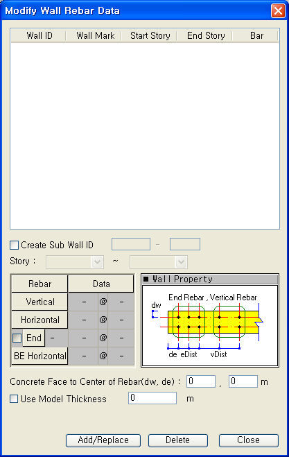 Modify Wall Rebar Data