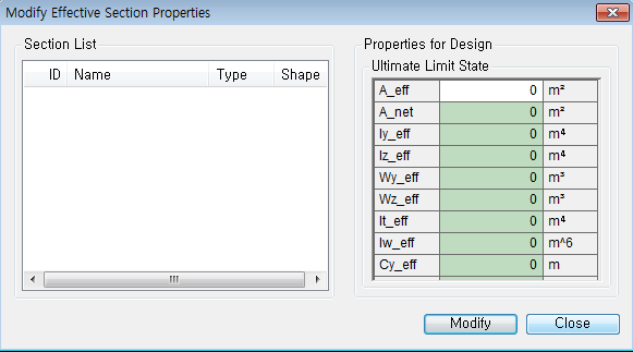Modify Effective Section Properties_Cold Formed