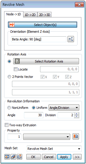 Revolve(Node to 1D)
