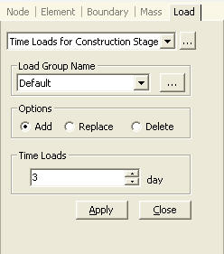 Time Loads for Construction Stage