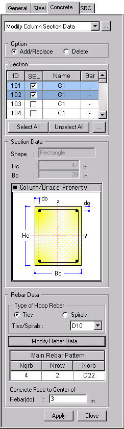Modify Column Section Data