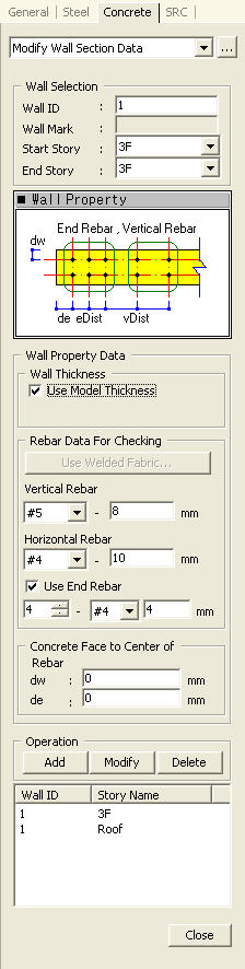 Modify Wall Section Data
