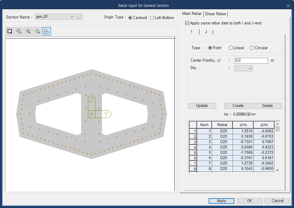 Rebar Input for General Section